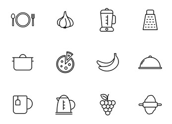 Kitchen linear icons isolated on white Royalty Free Vector