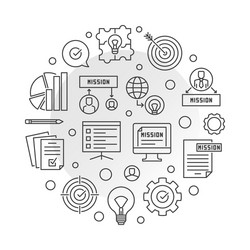 Mission concept outline round Royalty Free Vector Image