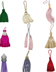 Tassel rope set cartoon Royalty Free Vector Image