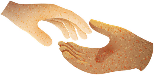 Two hands reaching out touching each other Vector Image