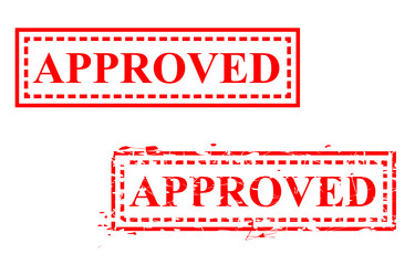 Simple red rectangle rubber stamp approved Vector Image