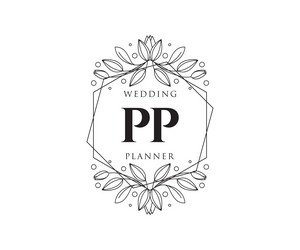 Pp initials letter wedding monogram logos Vector Image