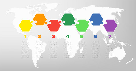 Seven piece line infographic jigsaw puzzle process