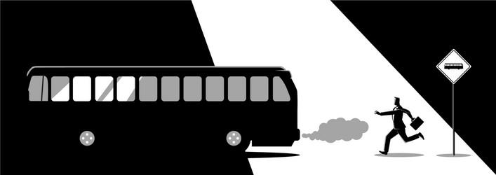 Businessman chasing the bus Royalty Free Vector Image