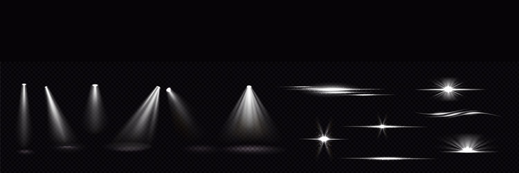 Horizontal line light white laser beams spark star