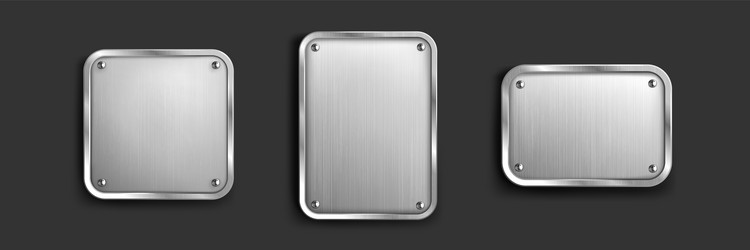 Steel metal tag plate with borders and rivets Vector Image