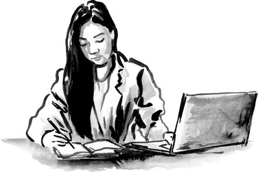 Minimalistic doodle drawing girl sitting Vector Image