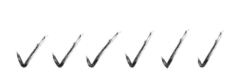 Black check mark set tick grunge brush icon ok Vector Image