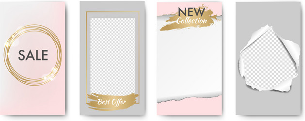 Editable stories template transparent background Vector Image