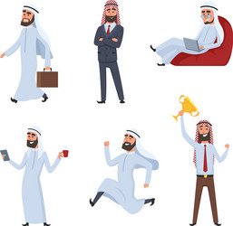 Saudi peoples at work arabic cartoon characters Vector Image