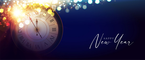 Happy new year countdown clock and fireworks Vector Image
