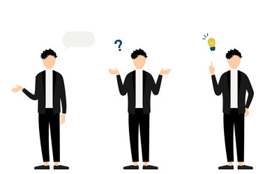 Person pose set speaking questioning solving Vector Image
