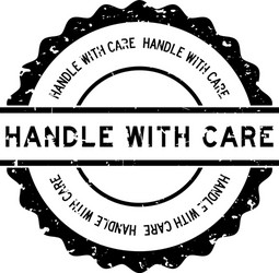 Grunge black made with care word round rubber Vector Image