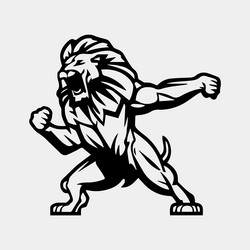 Simple black jump high lion running logo symbol Vector Image