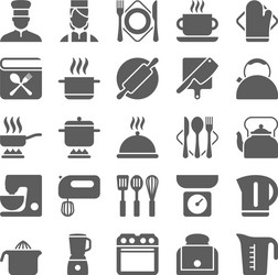 Cooking icon set kitchen tools equipment Vector Image