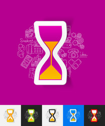 Hourglass paper sticker with hand drawn elements Vector Image