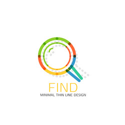 Thin line design logo magnifying glass Royalty Free Vector