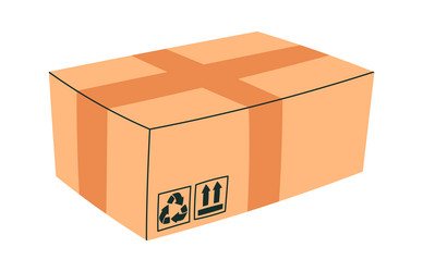 Cartoon cardboard box flat icon recycled paper box