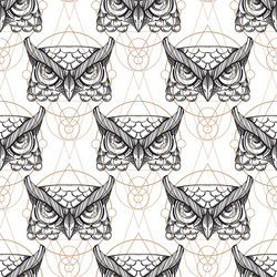 Cute owl seamless pattern with native elements Vector Image
