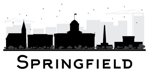 Springfield illinois city skyline black and white Vector Image