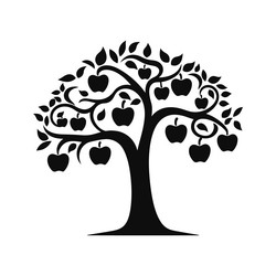 Graceful apple tree silhouette Royalty Free Vector Image