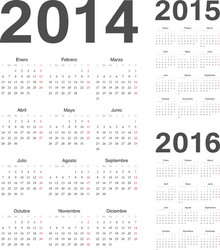 European 2014 2015 2016 year calendars Royalty Free Vector