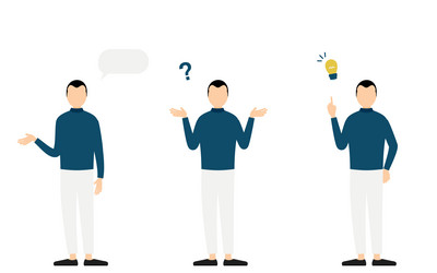 Person pose set speaking questioning solving Vector Image