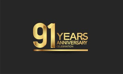 91 years golden anniversary logotype Royalty Free Vector