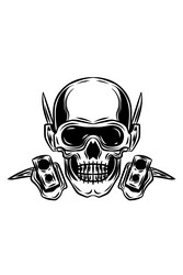 Burning human skull logo sign Royalty Free Vector Image