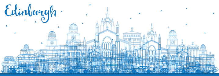 Edinburgh multiple lines skyline and landmarks Vector Image