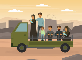 Refugee and asylum seeker with displaced family Vector Image