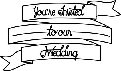Ribbon frame wedding with calligraphy Royalty Free Vector