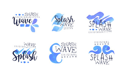 Splash wave original logo set abstract Royalty Free Vector