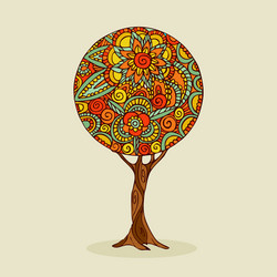 Mandala tree hand drawn floral art Royalty Free Vector Image