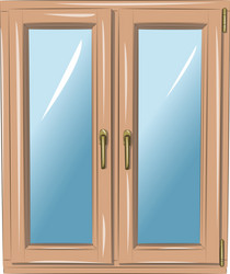Cartoon wooden old window home interior Royalty Free Vector