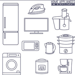 Home appliances outline drawings Royalty Free Vector Image