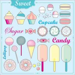 Sweet set 3d realistic objects cupcake cake Vector Image