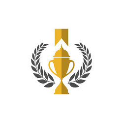 Trophy cup winner logo design icon in flat style Vector Image