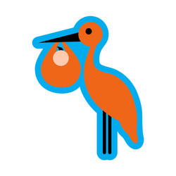 Flat icon with long shadow stork and newborn baby Vector Image