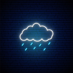 Cloud and lightning neon icon glowing Royalty Free Vector