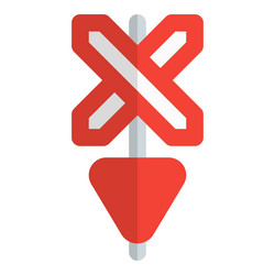 Intersection where roads meet train tracks Vector Image