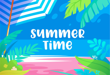 Summer time colorful banner with tropical plants Vector Image