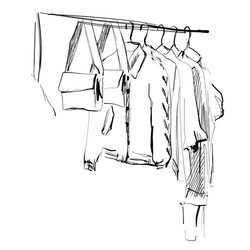 Hand drawn wardrobe sketch clothes Royalty Free Vector Image