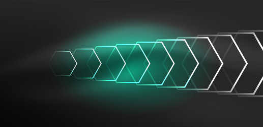 Neon shiny hexagons abstract background Royalty Free Vector