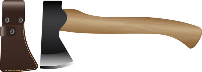 Realistic ax with sharp blade and wooden ergonomic