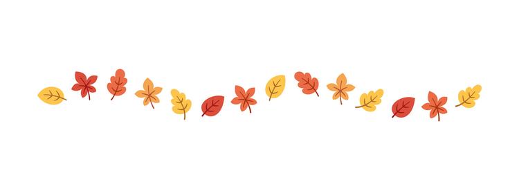Autumn leaves separator border in orange and red Vector Image