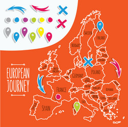 Cartoon style hand drawn travel map europe Vector Image