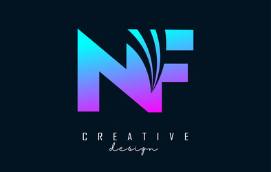 Creative colorful letters nf n f logo Royalty Free Vector