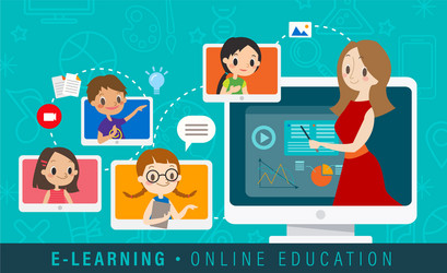 School online e-learning e-book media connect Vector Image