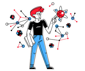 Physicist working on some theoretical physics Vector Image